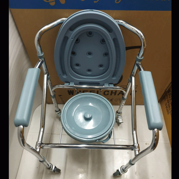 Height Adjustable Commode Wheelchair - Techno Health