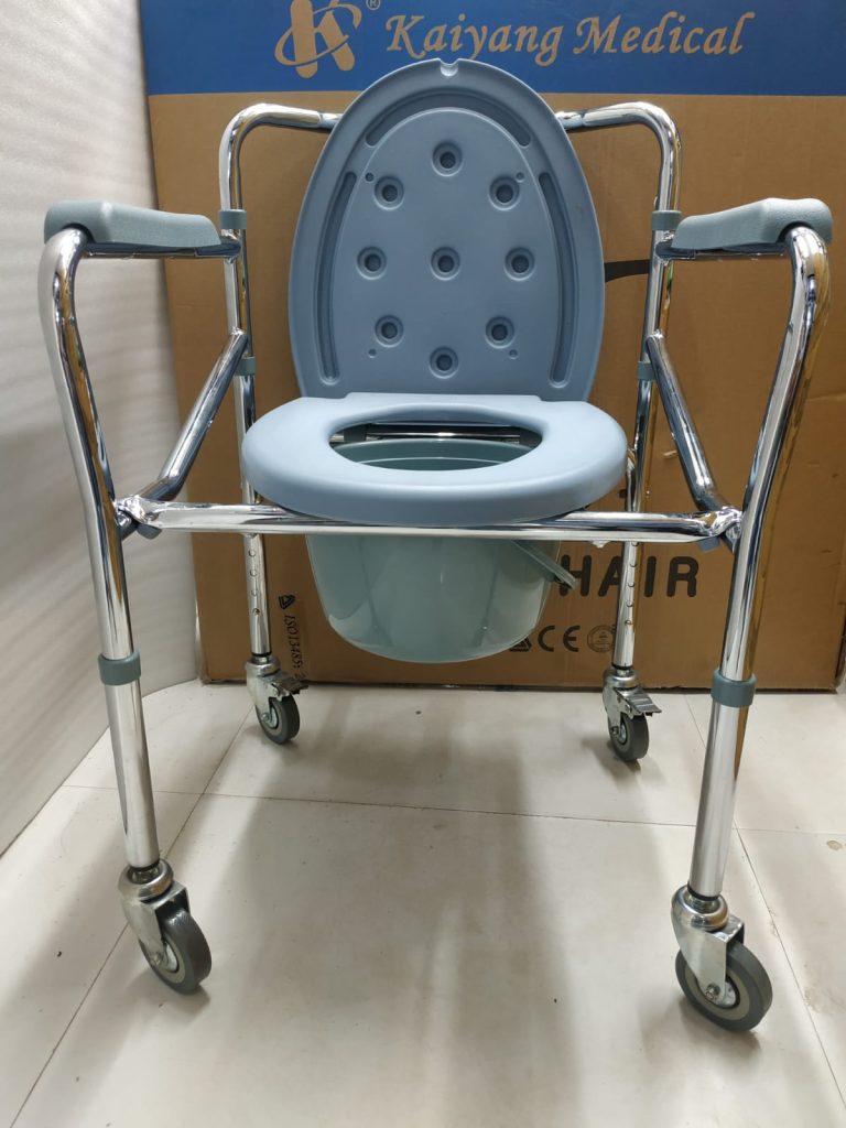 Height Adjustable Commode Wheelchair - Techno Health